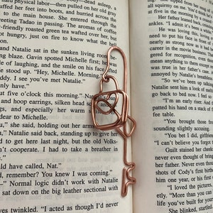 Heart Lock & Key Book Hook Bookmark | Handmade Copper Wire Line Art ...