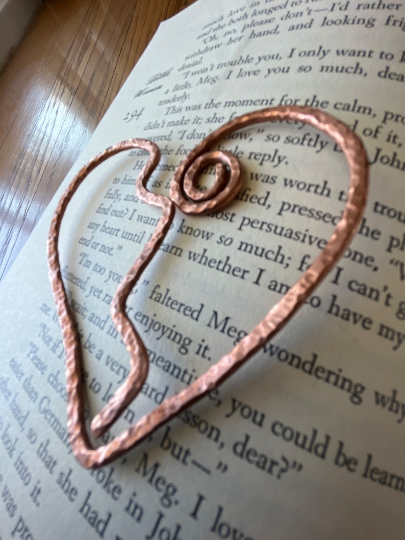 Heart Bookmark Handmade Salvaged Copper Wire Line Art Book - Etsy