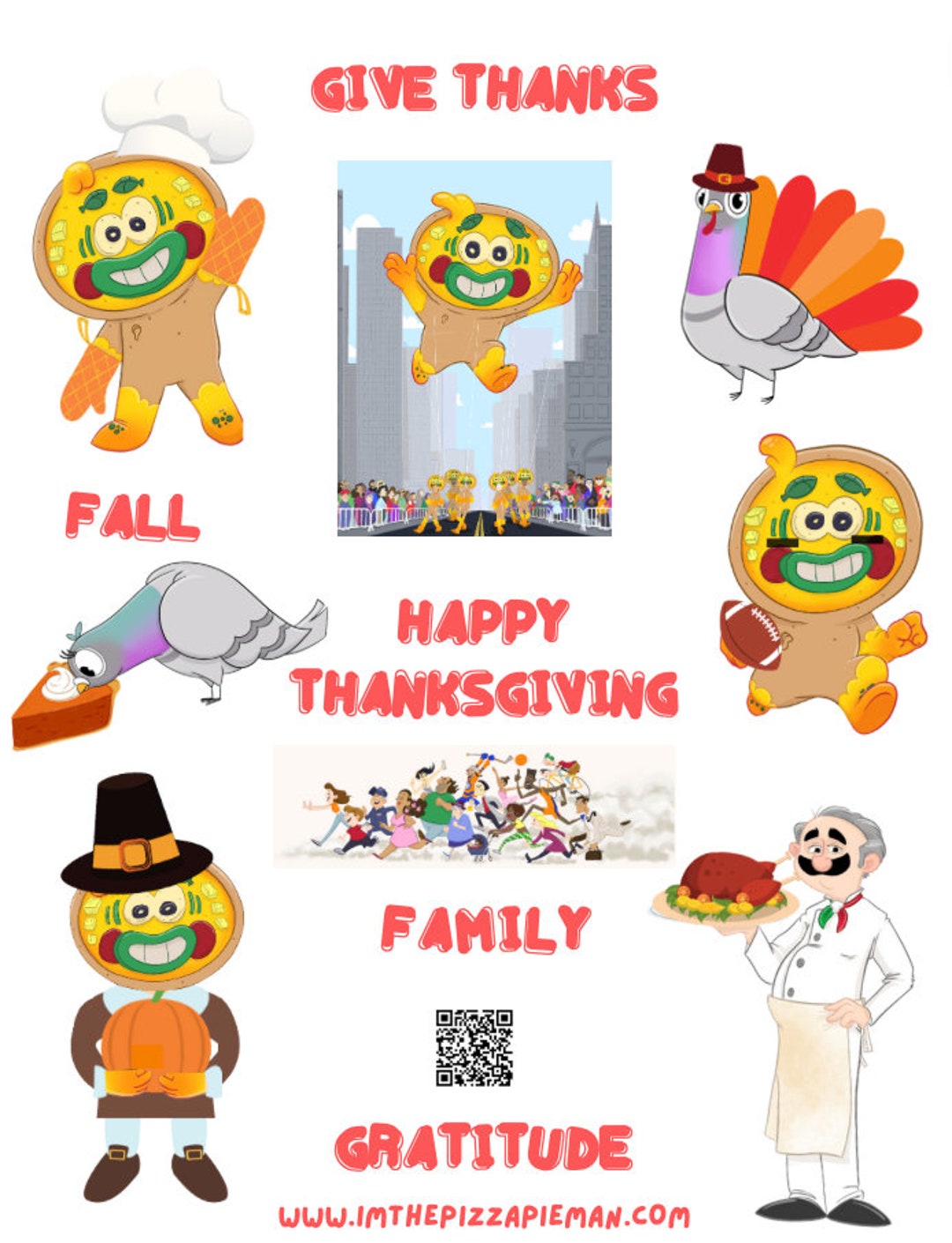 Pizza Pie Man Thanksgiving Sticker Sheets - Etsy