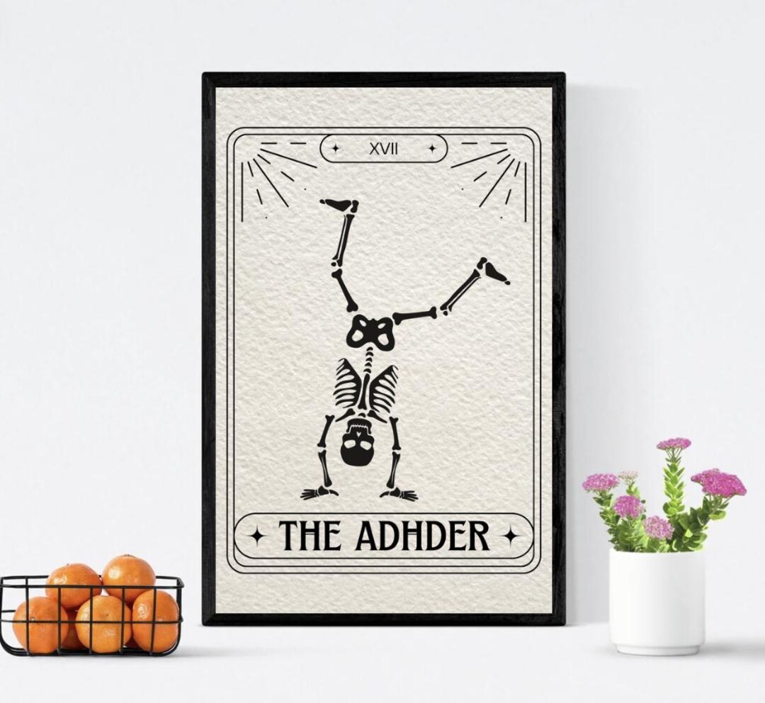 ADHD Tarot Skeleton Cartwheel | ADHD Motivation Poster | Digital ...