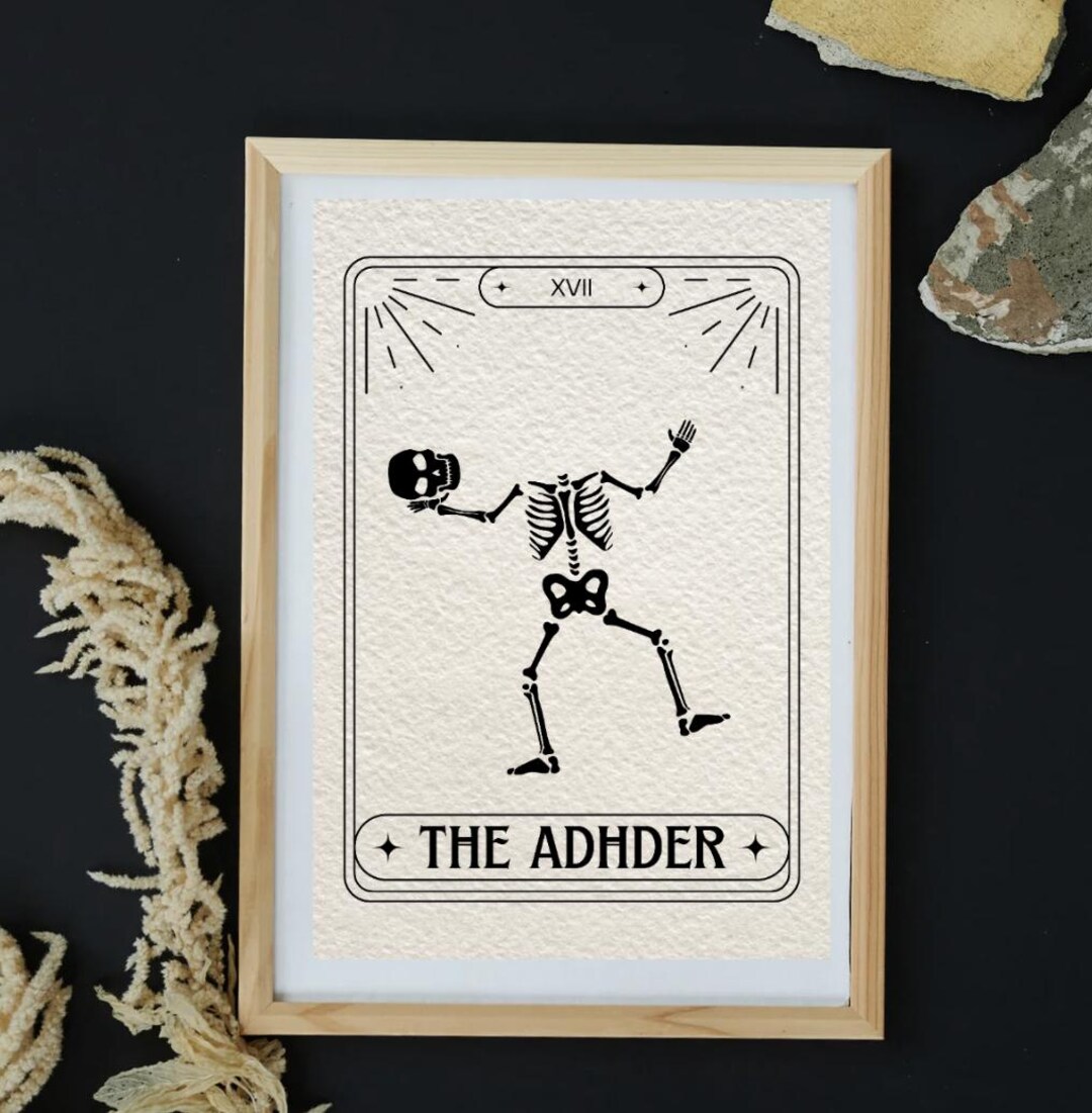 ADHD Tarot Skeleton Head Roll | ADHD Motivation Poster | Digital ...
