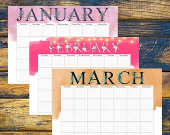Printable Perpetual Blank Calendar January-december Instant - Etsy