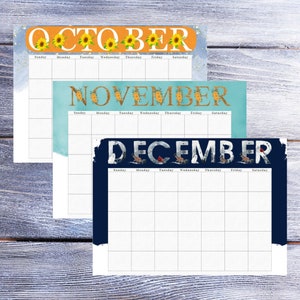 Floral Inspired, Printable, Perpetual Blank Calendar, January-december ...