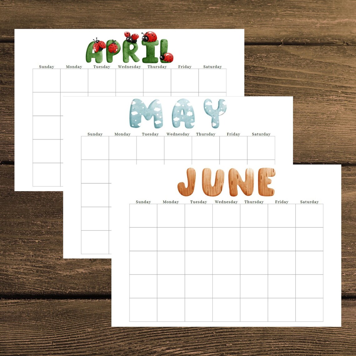 Printable Perpetual Blank Calendar January-december Instant - Etsy