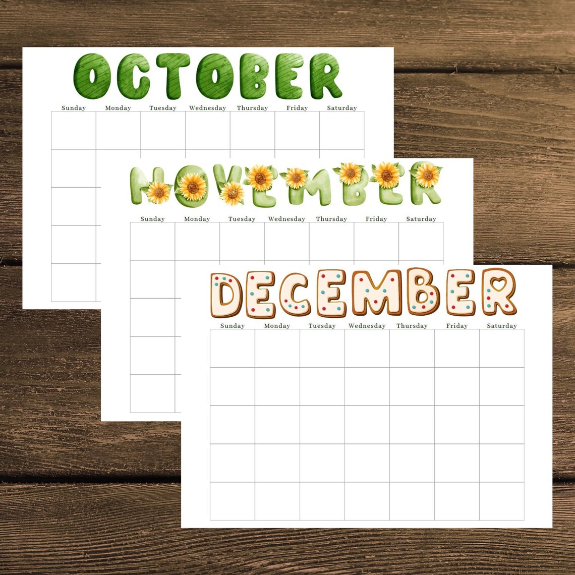 Printable Perpetual Blank Calendar January-december Instant - Etsy