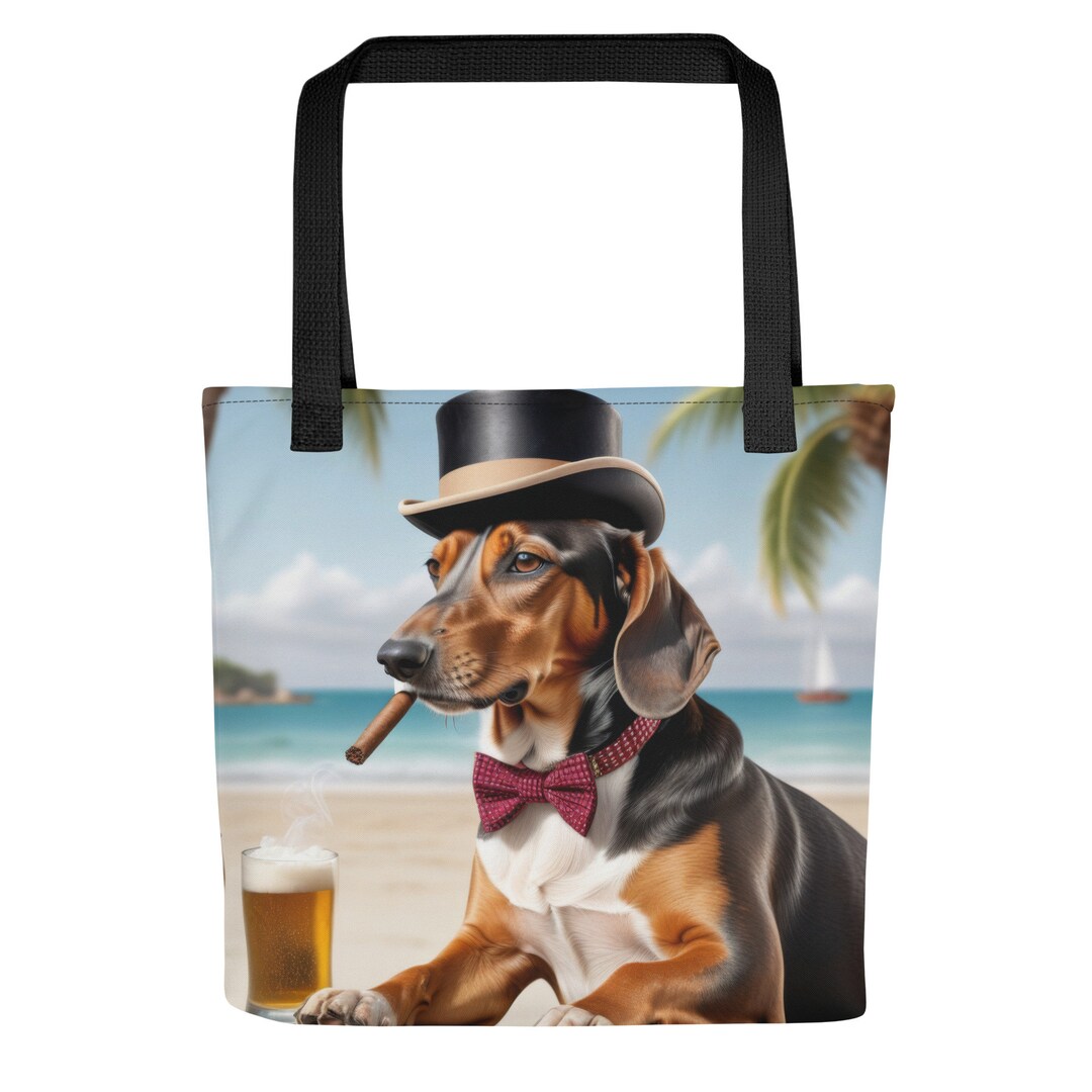 Tote Bag Dachshund Dogs Breed Smoking Cigarette Lover Animal Lover Gift ...