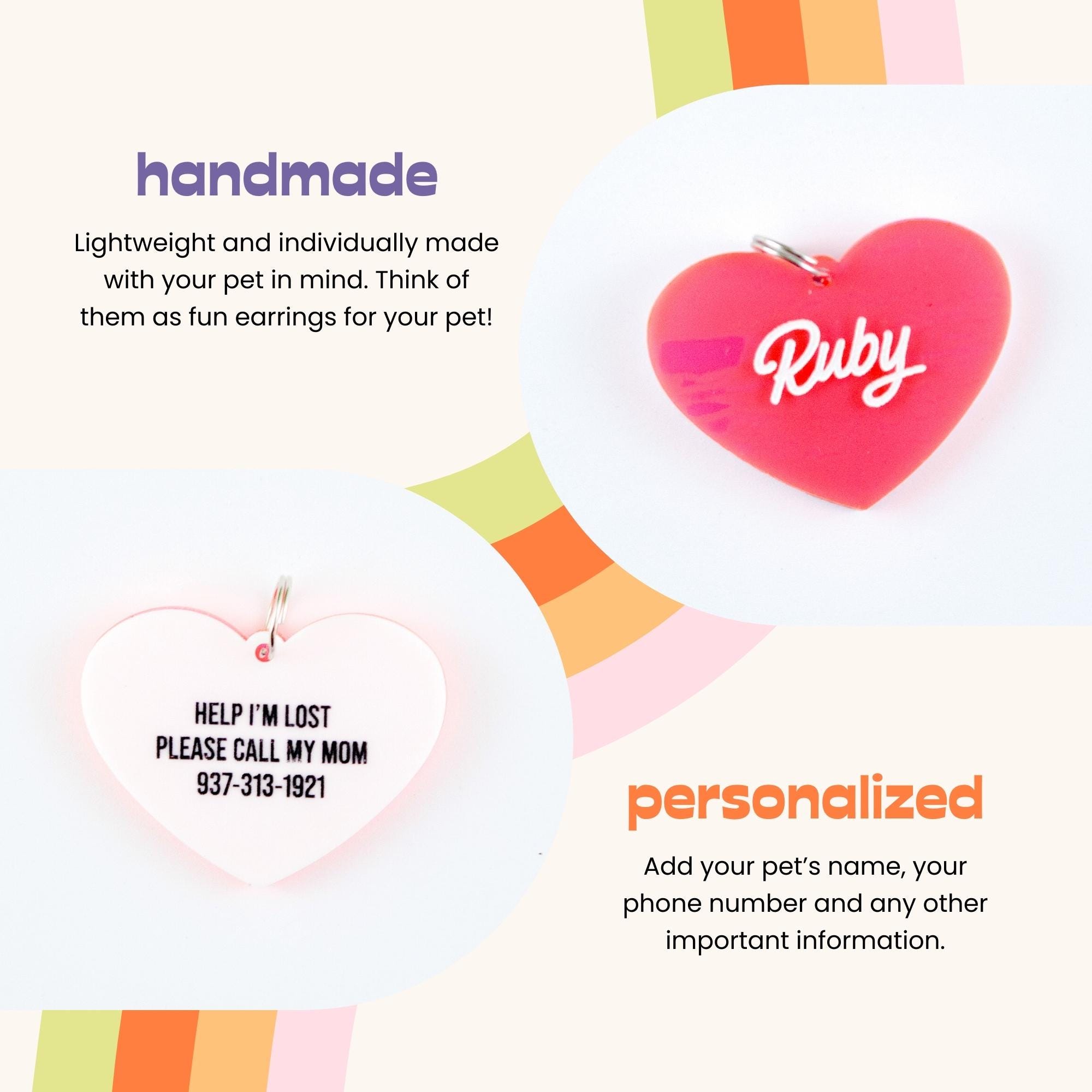 Neon Love | Heart Pet ID Tag, Hot Pink Dog Tag, Custom Cat and Dog ...