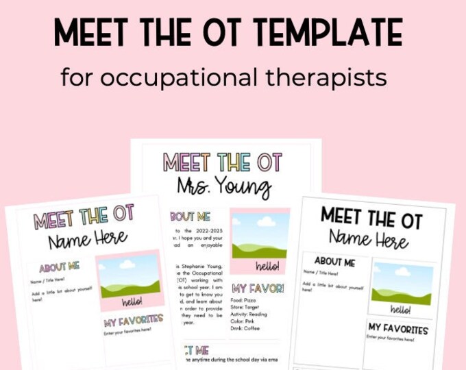 Meet the OT Handout Occupational Therapist OT Editable Printable PDF ...