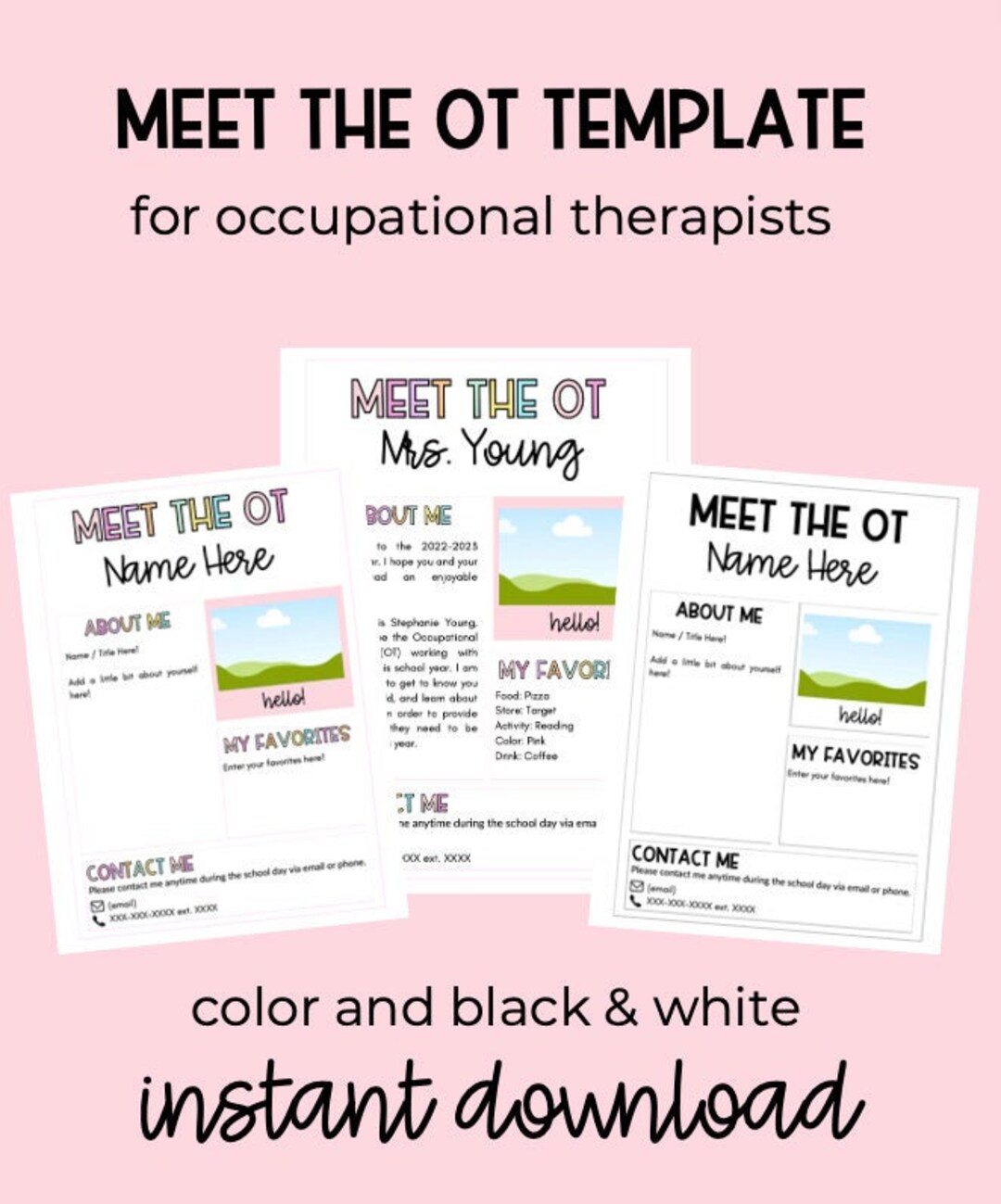 Meet the OT Handout Occupational Therapist OT Editable Printable PDF ...