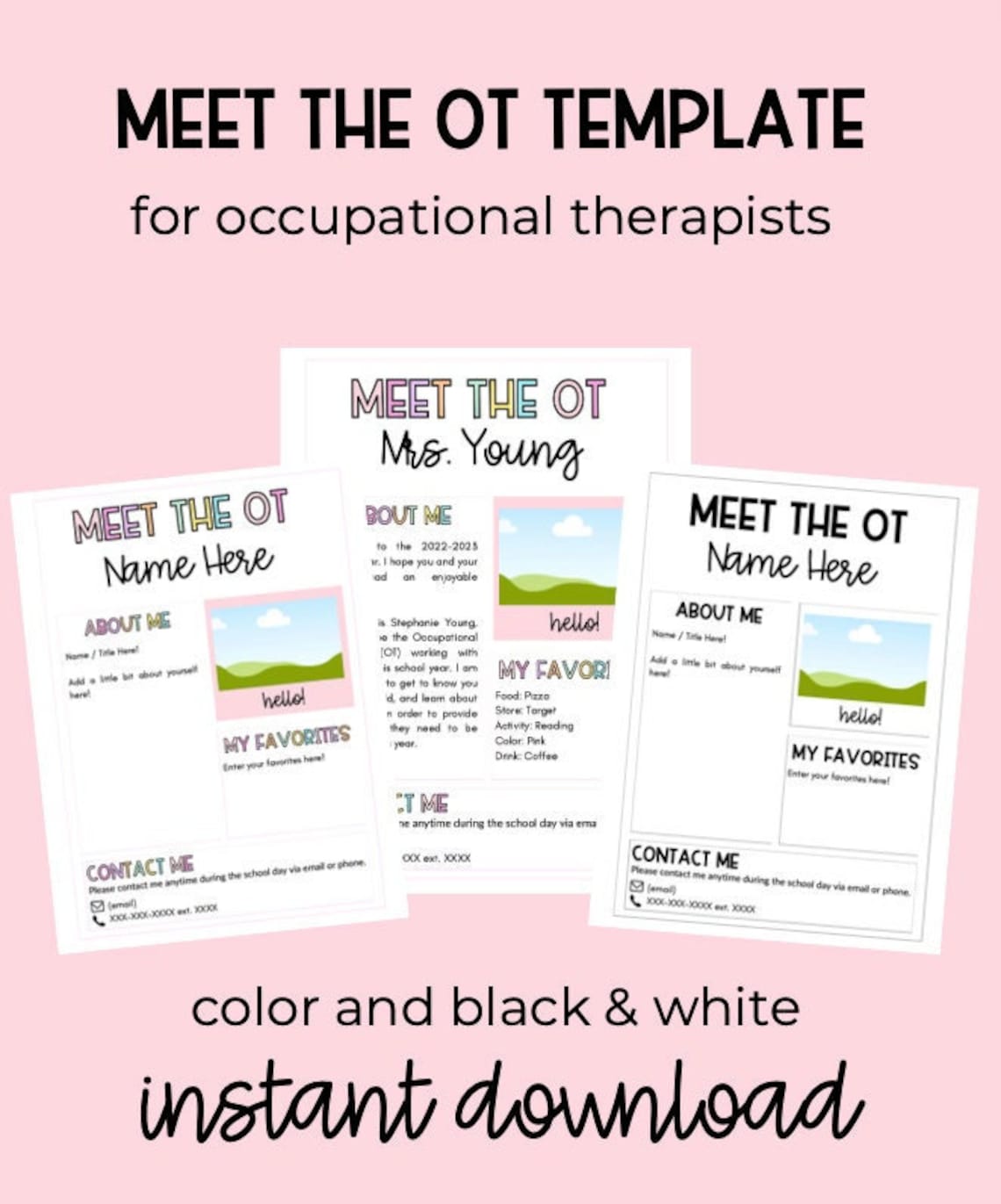 Meet the OT Handout Occupational Therapist OT Editable Printable PDF ...