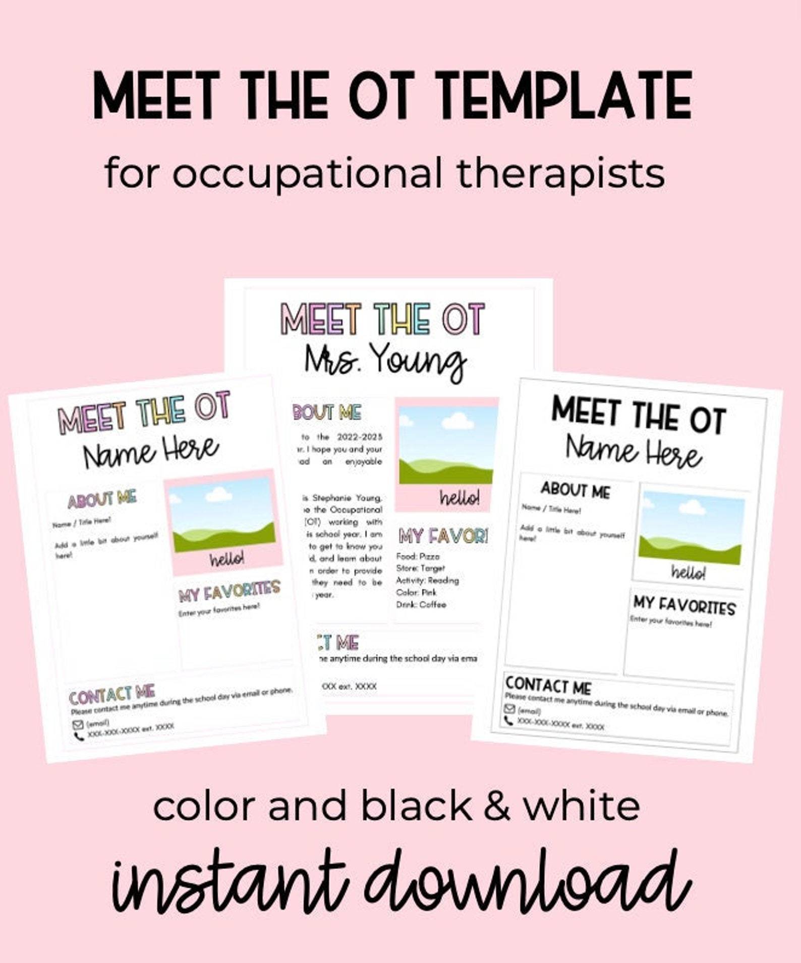 Meet the OT Handout Occupational Therapist OT Editable Printable PDF ...