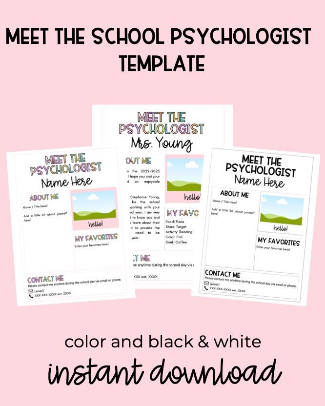 Meet the School Psych Handout School Psychologist Editable - Etsy