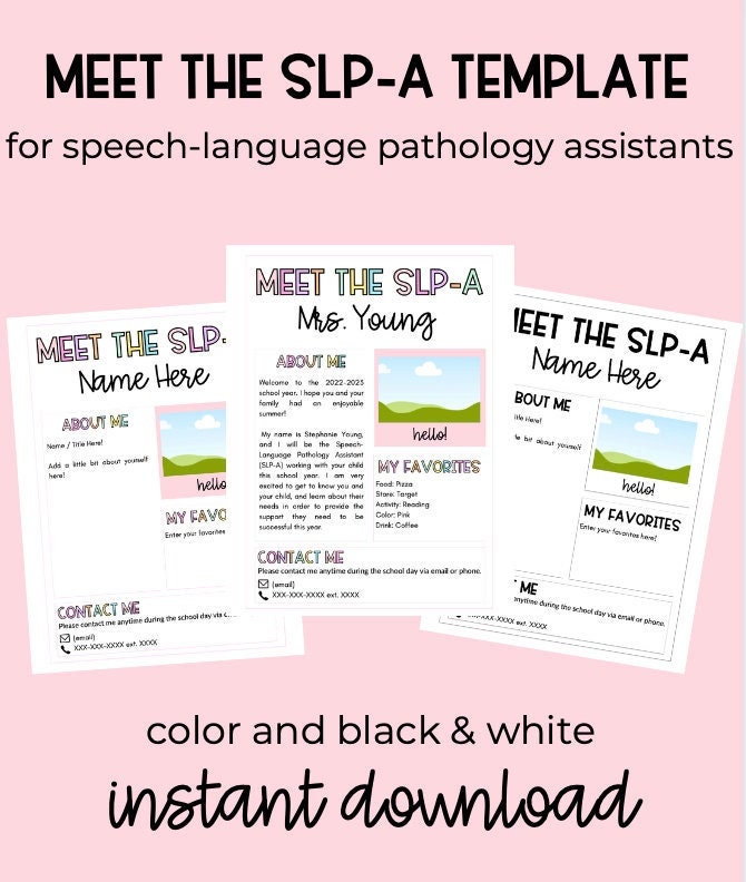 Meet the SLP-A Handout Speech Therapist SLP-A Editable - Etsy
