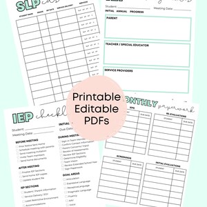 Speech Therapy, IEP & Caseload Forms for School-based Slps, Speech ...