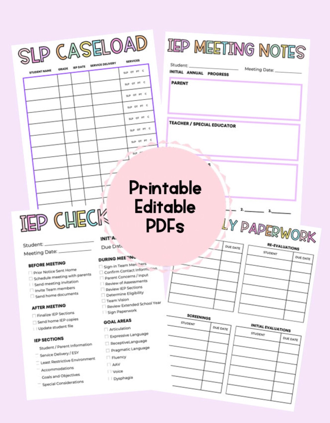 IEP & Caseload Forms for School-based Slps Speech Therapy - Etsy