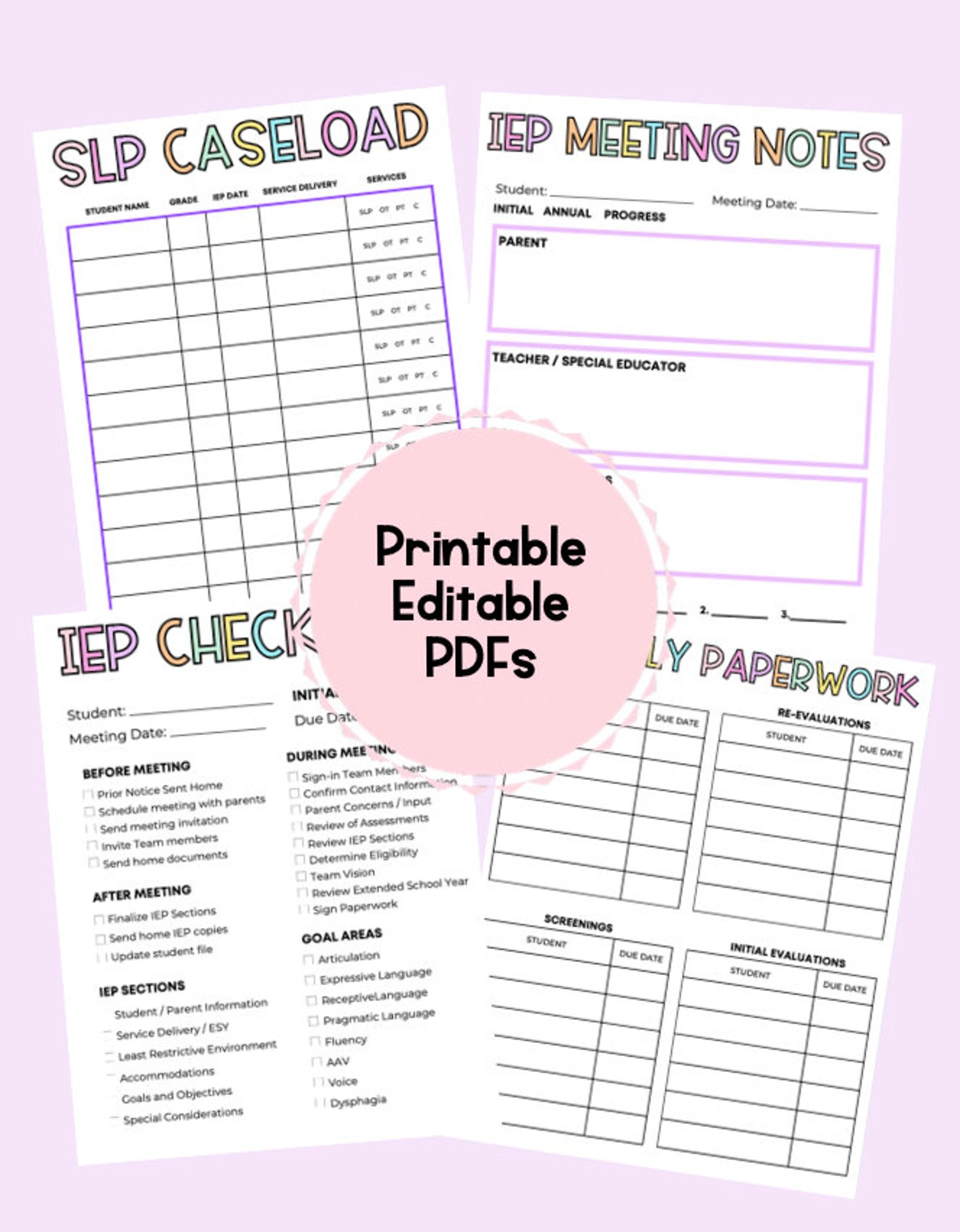 IEP & Caseload Forms for School-based Slps Speech Therapy - Etsy