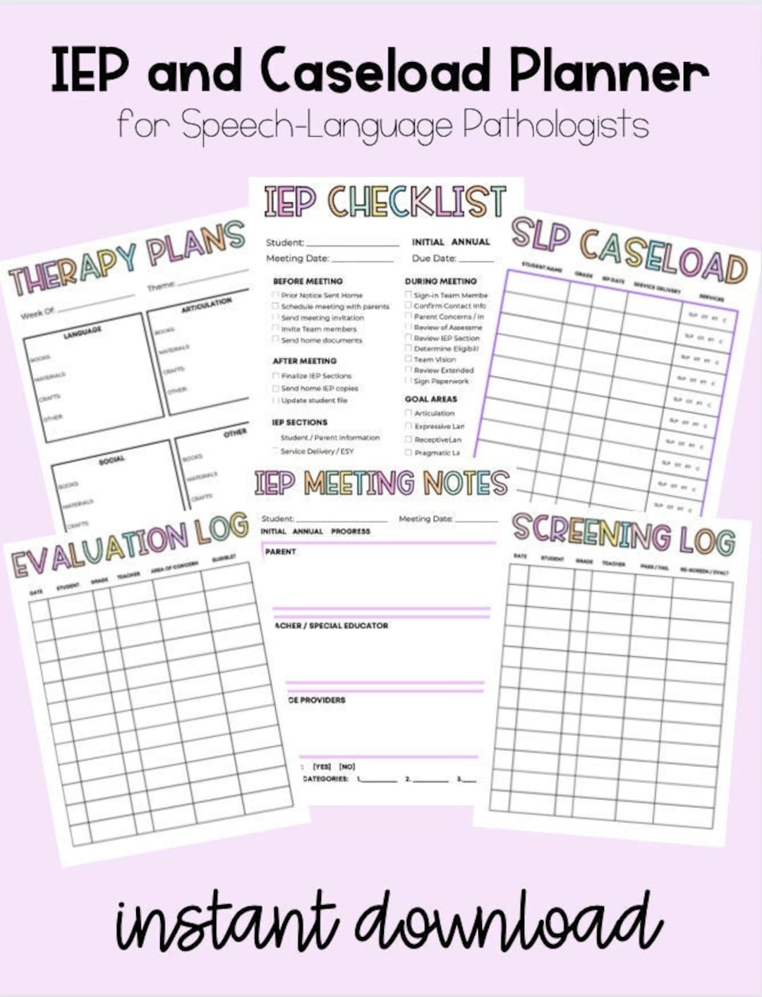 IEP & Caseload Forms for School-based Slps Speech Therapy - Etsy