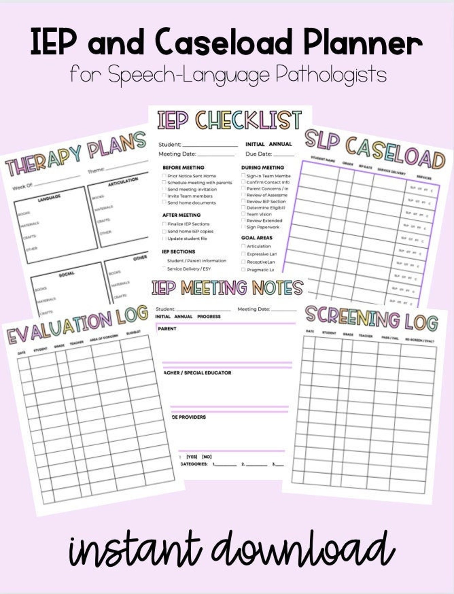 IEP & Caseload Forms for School-based Slps Speech Therapy - Etsy