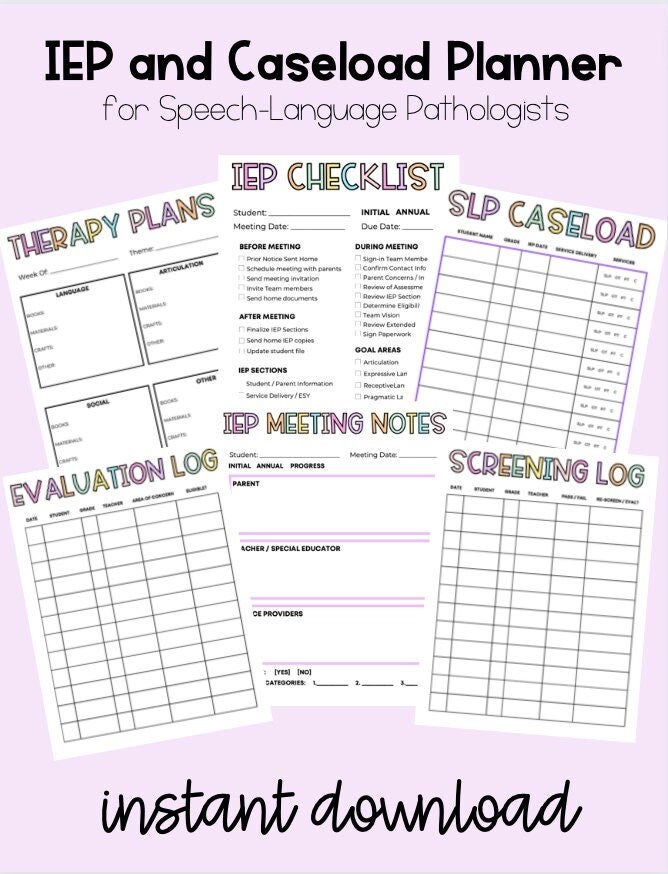IEP & Caseload Forms for School-based Slps Speech Therapy - Etsy