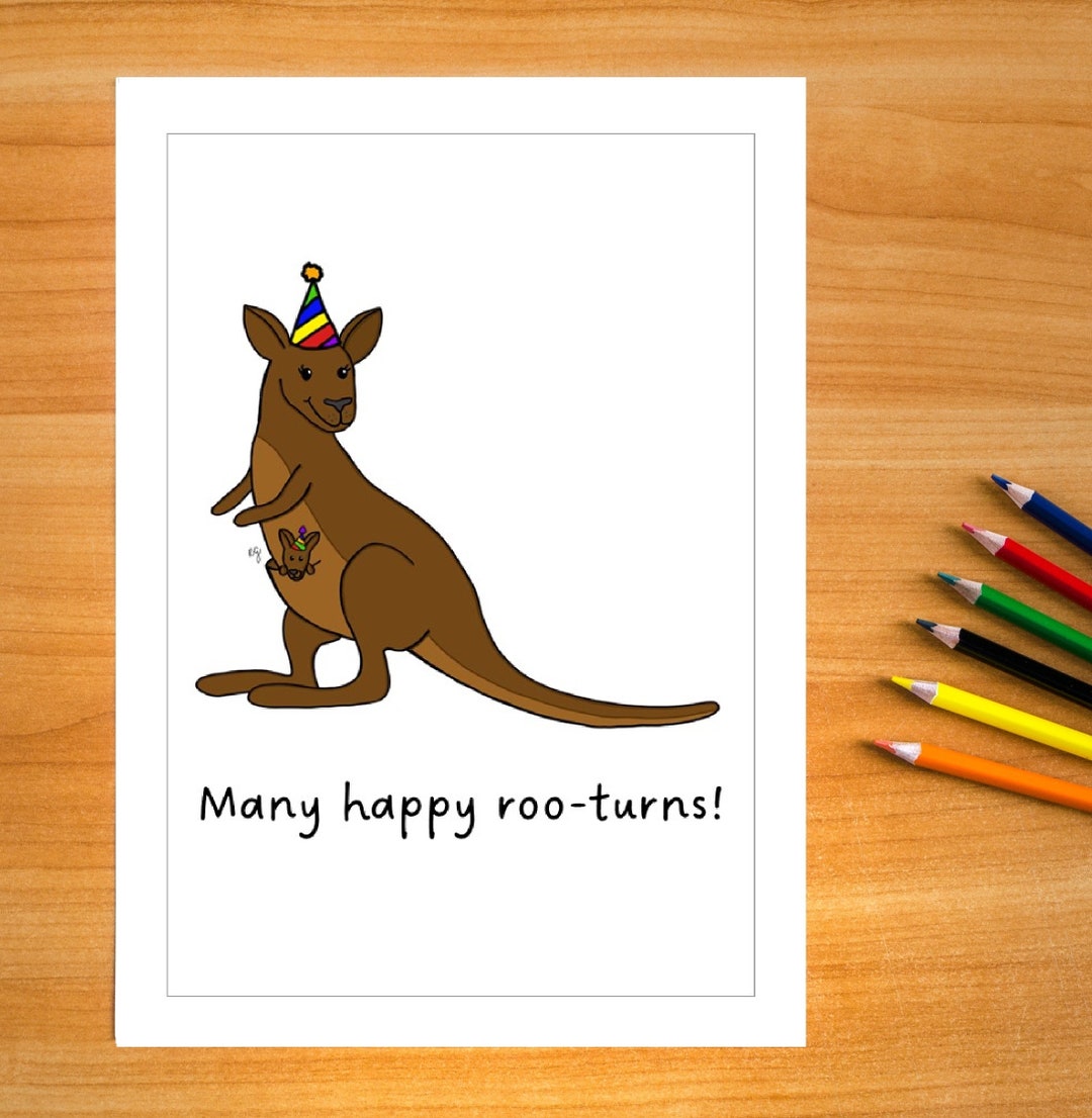 Many Happy Roo-turns! Kangaroo Pun Greeting Card - Etsy
