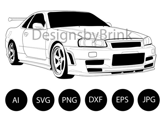 Nissan Skyline R34 GT-R Clipart Digital Download Vector Svg - Etsy Hong ...