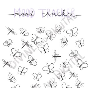 Butterfly Mood Tracker, Mood Tracker Printable, Mood Chart, Monthly ...