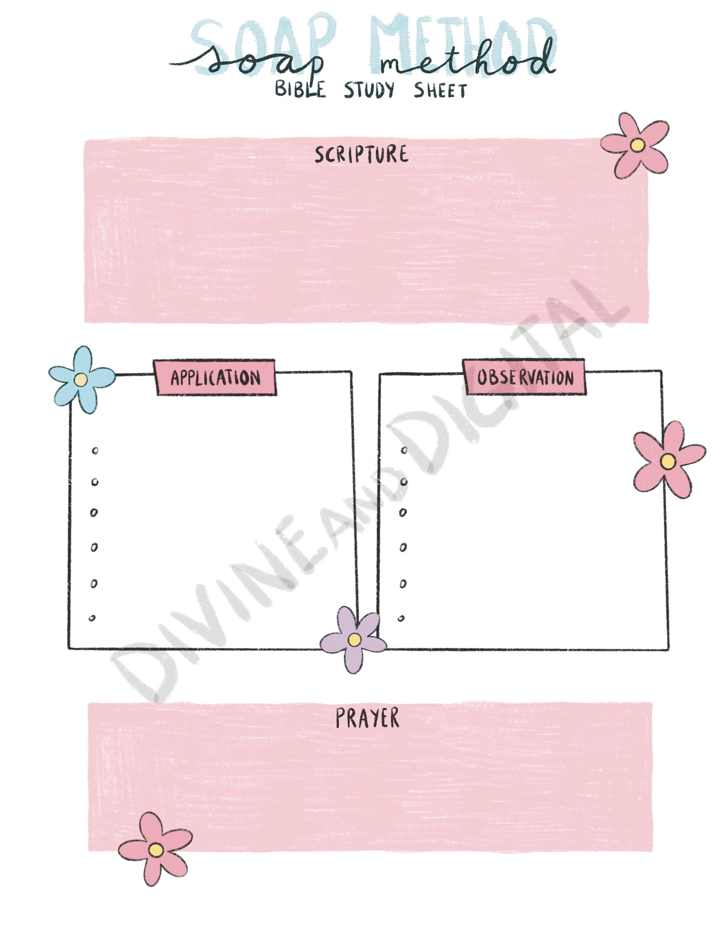 Bible Study Guide, SOAP Bible Study Printable, Pink Girly SOAP Method ...