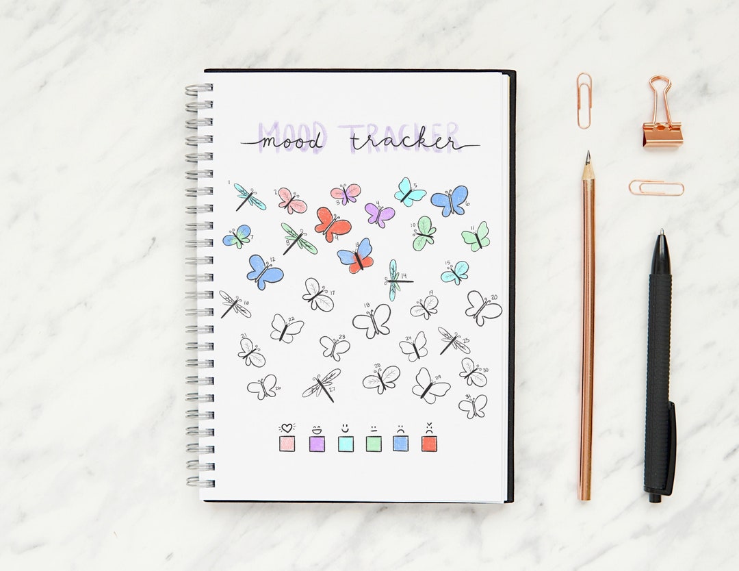 Butterfly Mood Tracker, Mood Tracker Printable, Mood Chart, Monthly ...