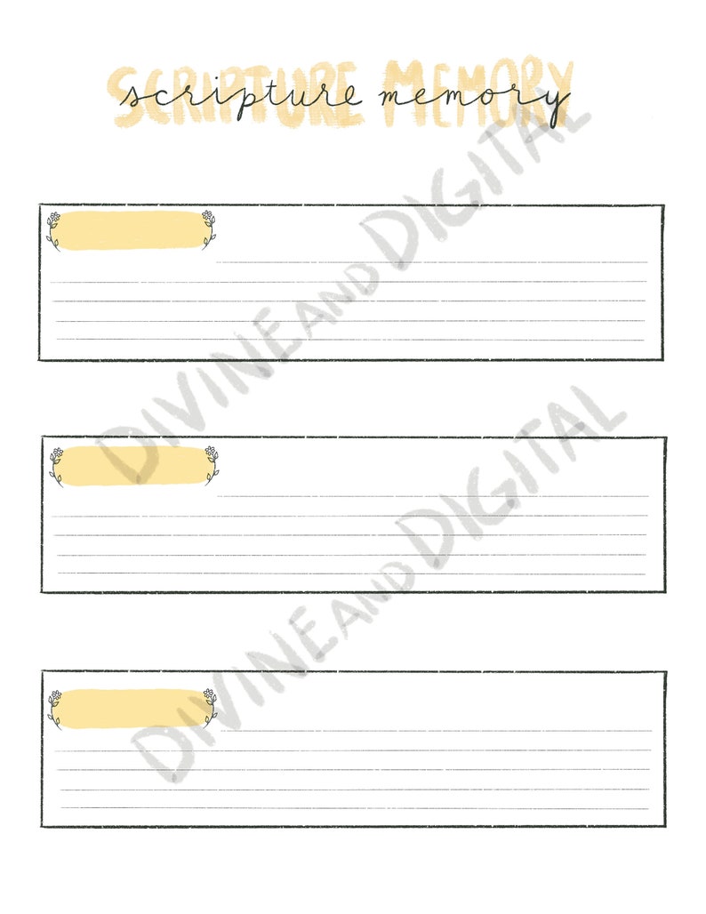 Set of 3 Scripture Memory Printables, Pack of Bible Study Printables ...