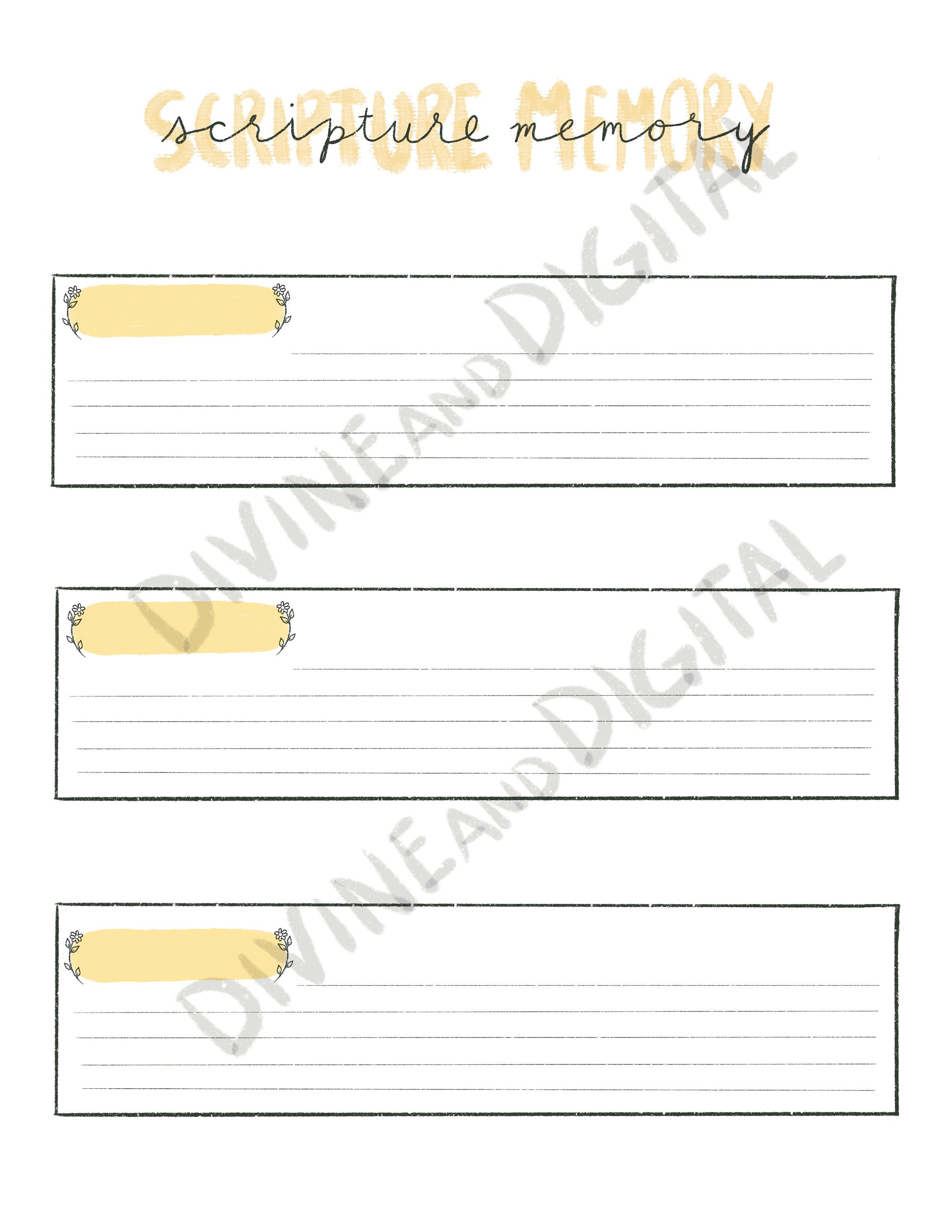 Set of 3 Scripture Memory Printables, Pack of Bible Study Printables ...