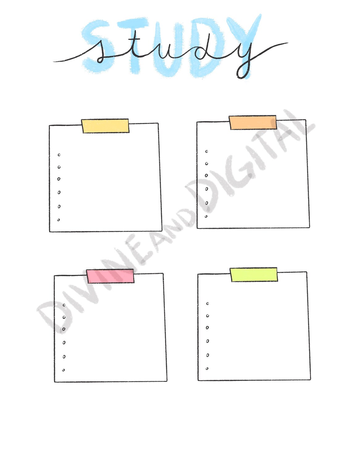 Study Notes, Study Guide, Class Notes Printable , Note Taking, School ...