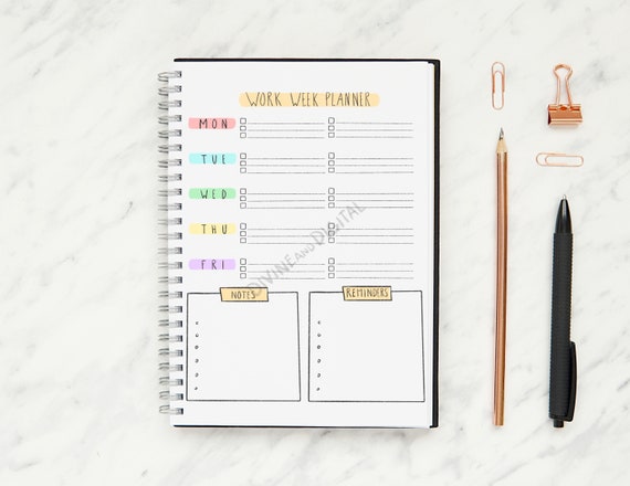 Five Day Weekly Planner Work Week Planner Student Planner - Etsy