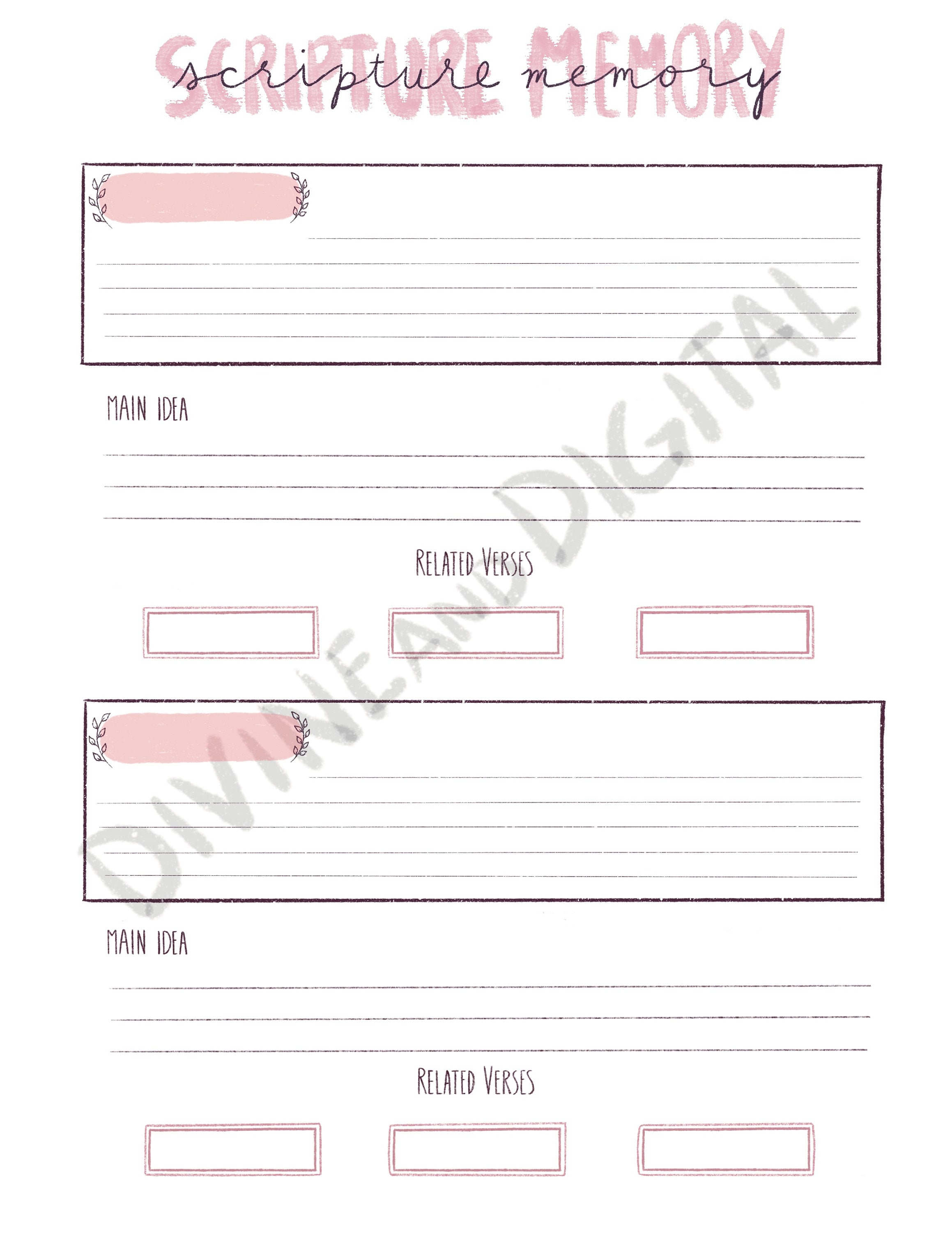 Set of 3 Scripture Memory Printables, Pack of Bible Study Printables ...