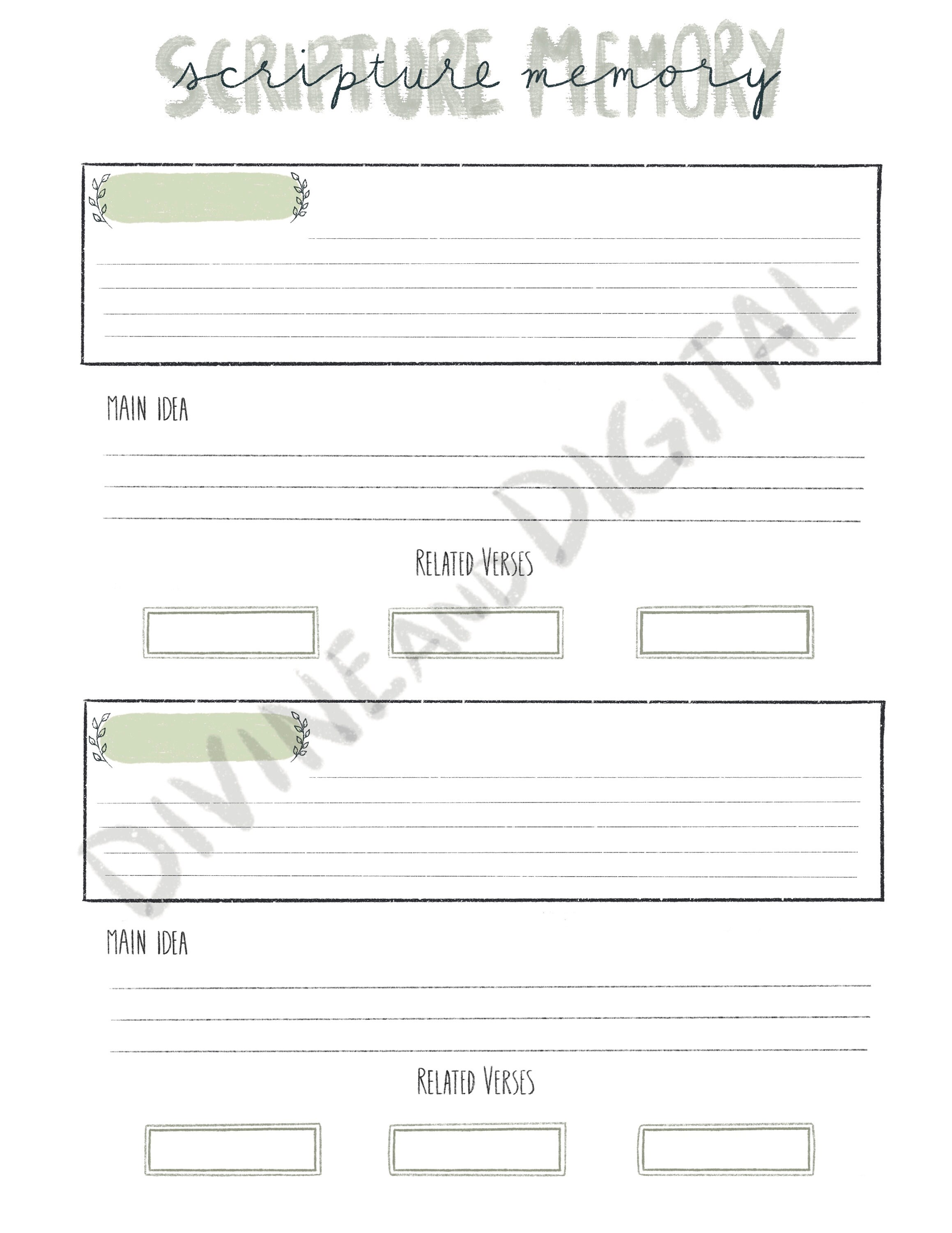 Scripture Memory Bundle, Pack of Bible Study Printables, Set of 3 ...