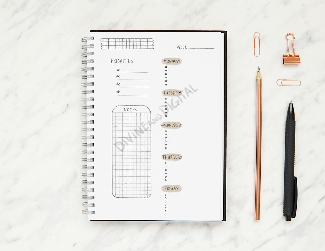 Student Planner, School Week Planner, Five Day Weekly Planner, Weekly ...