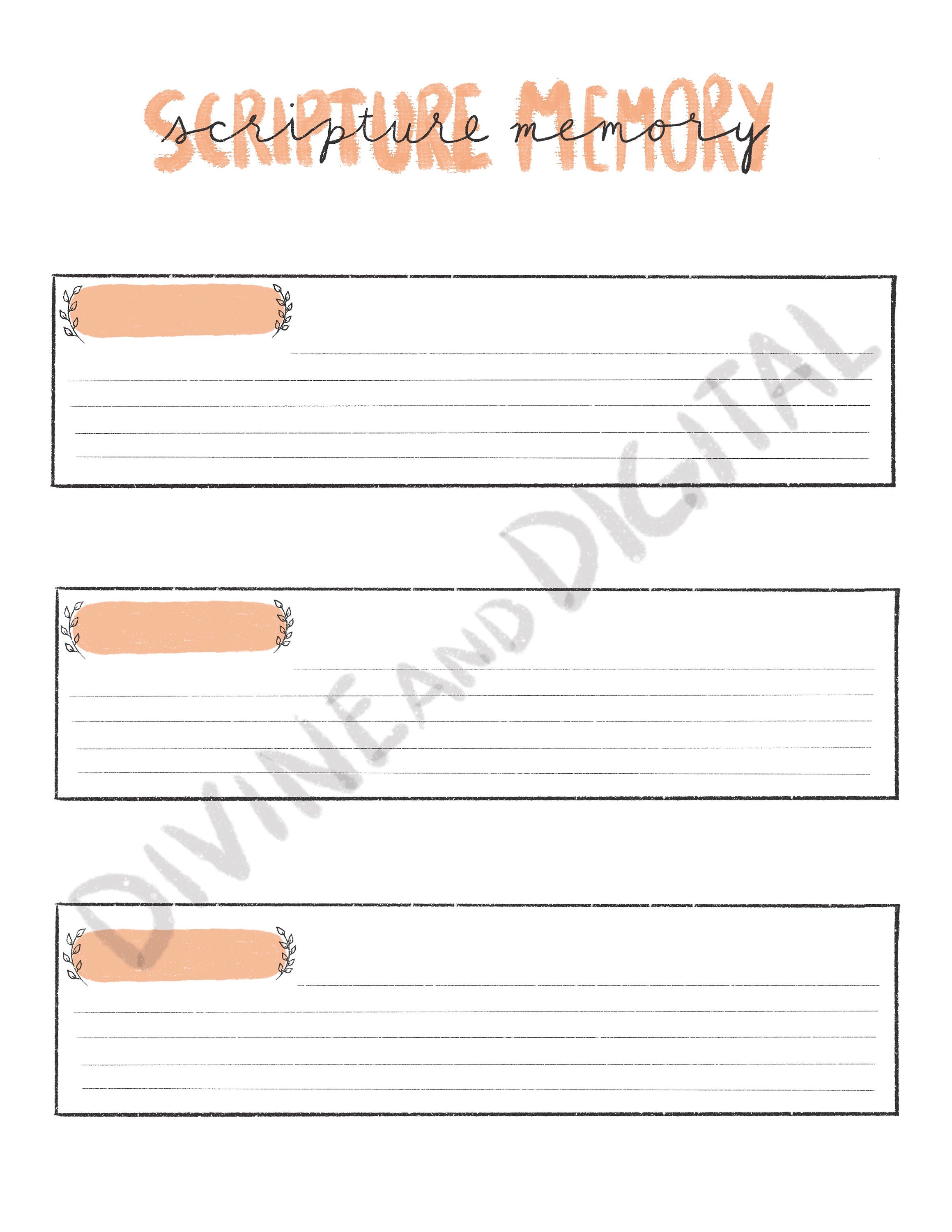 Scripture Memory Bundle, Pack of Bible Study Printables, Set of 3 ...