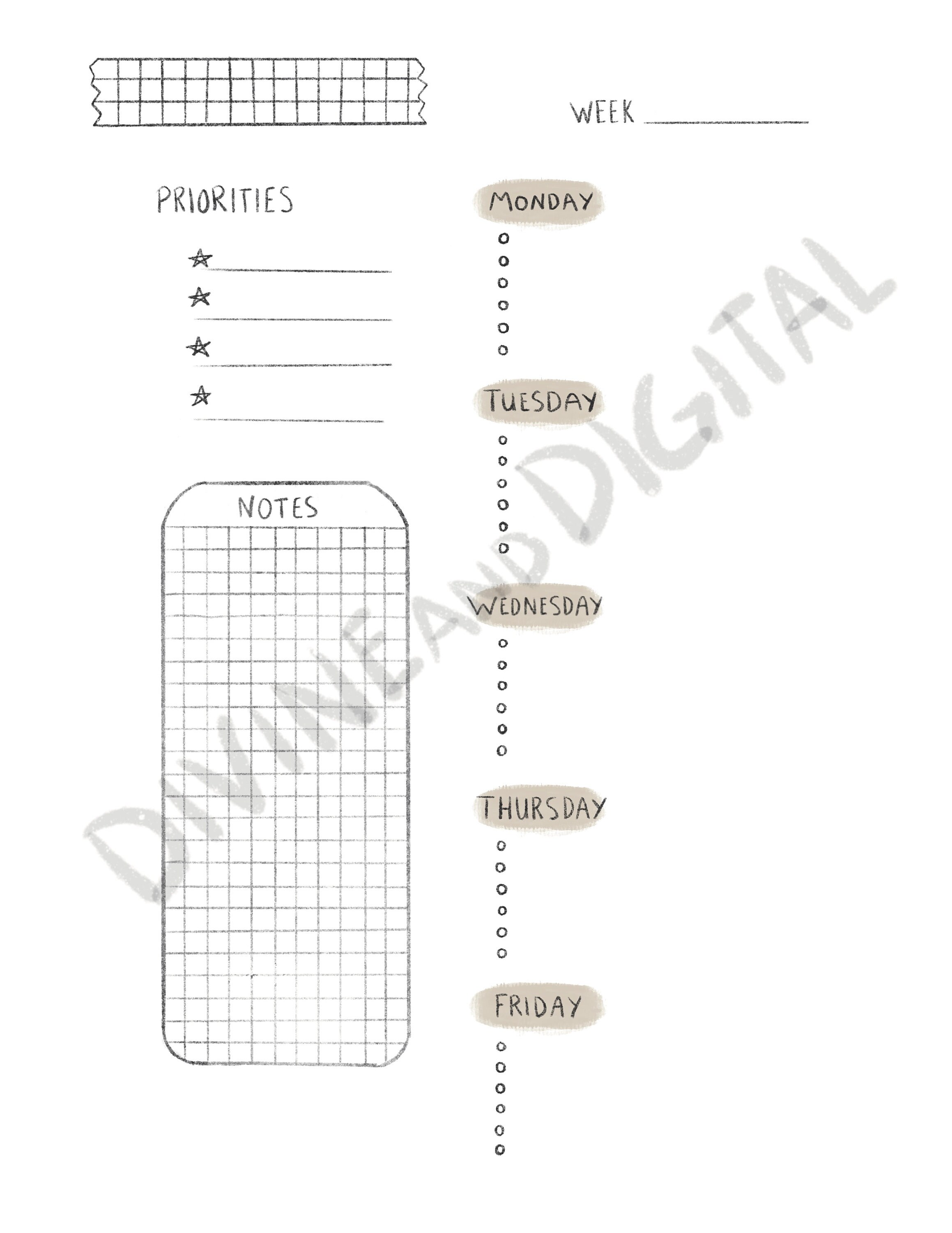 Student Planner, School Week Planner, Five Day Weekly Planner, Weekly ...
