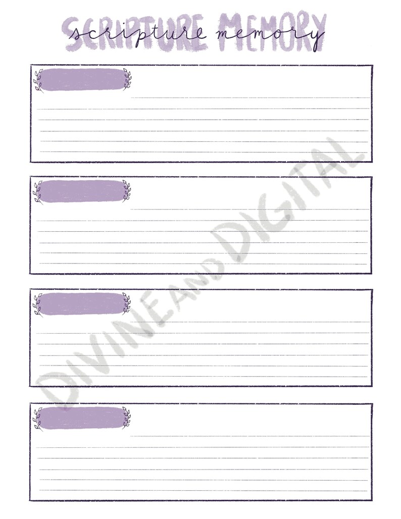 Set of 3 Scripture Memory Printables, Pack of Bible Study Printables ...