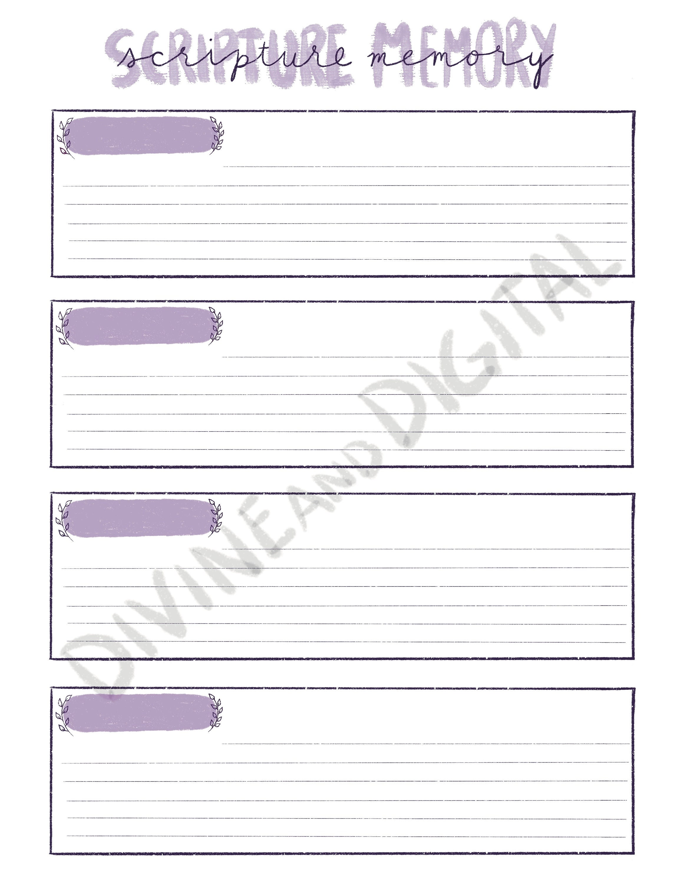 Set of 3 Scripture Memory Printables, Pack of Bible Study Printables ...