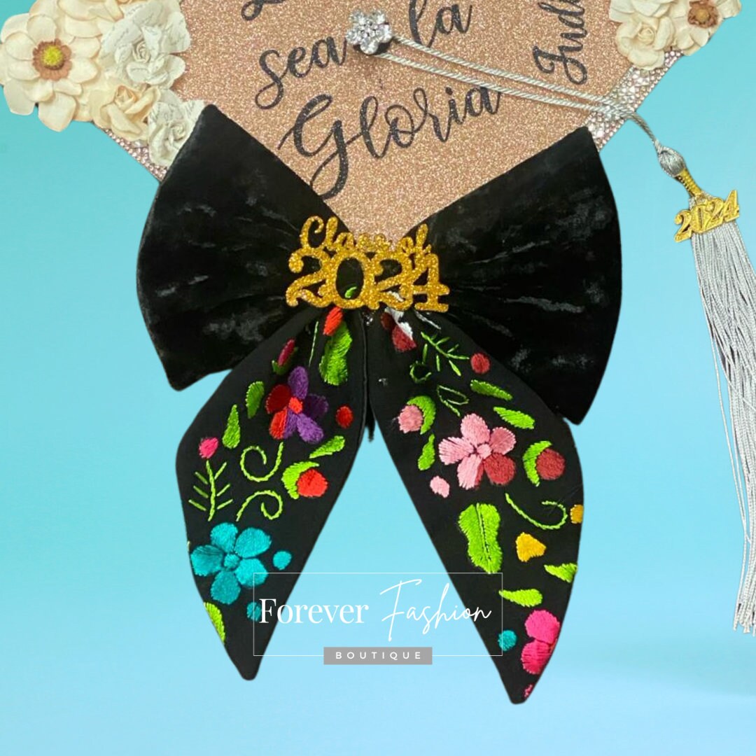 Graduation Cap Bow Glitter Class 2024 - Etsy