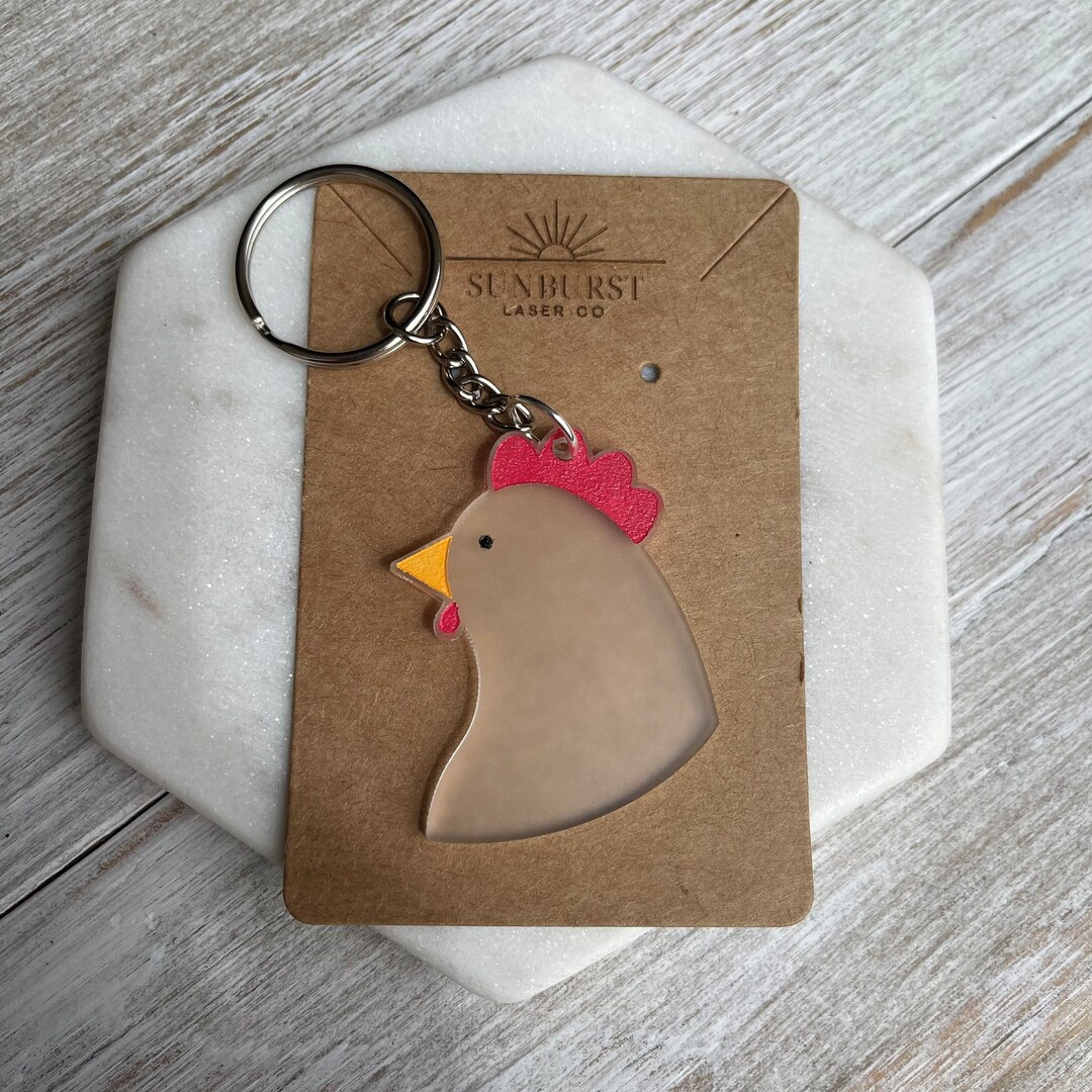 Acrylic Chicken Keychain | Laser Cut Chicken Charm | Chicken Lover ...