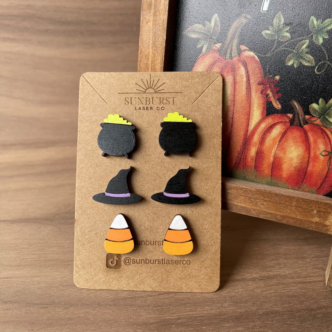 Cute Halloween Stud Earrings/candy Corn Stud Earrings/witch Hat ...