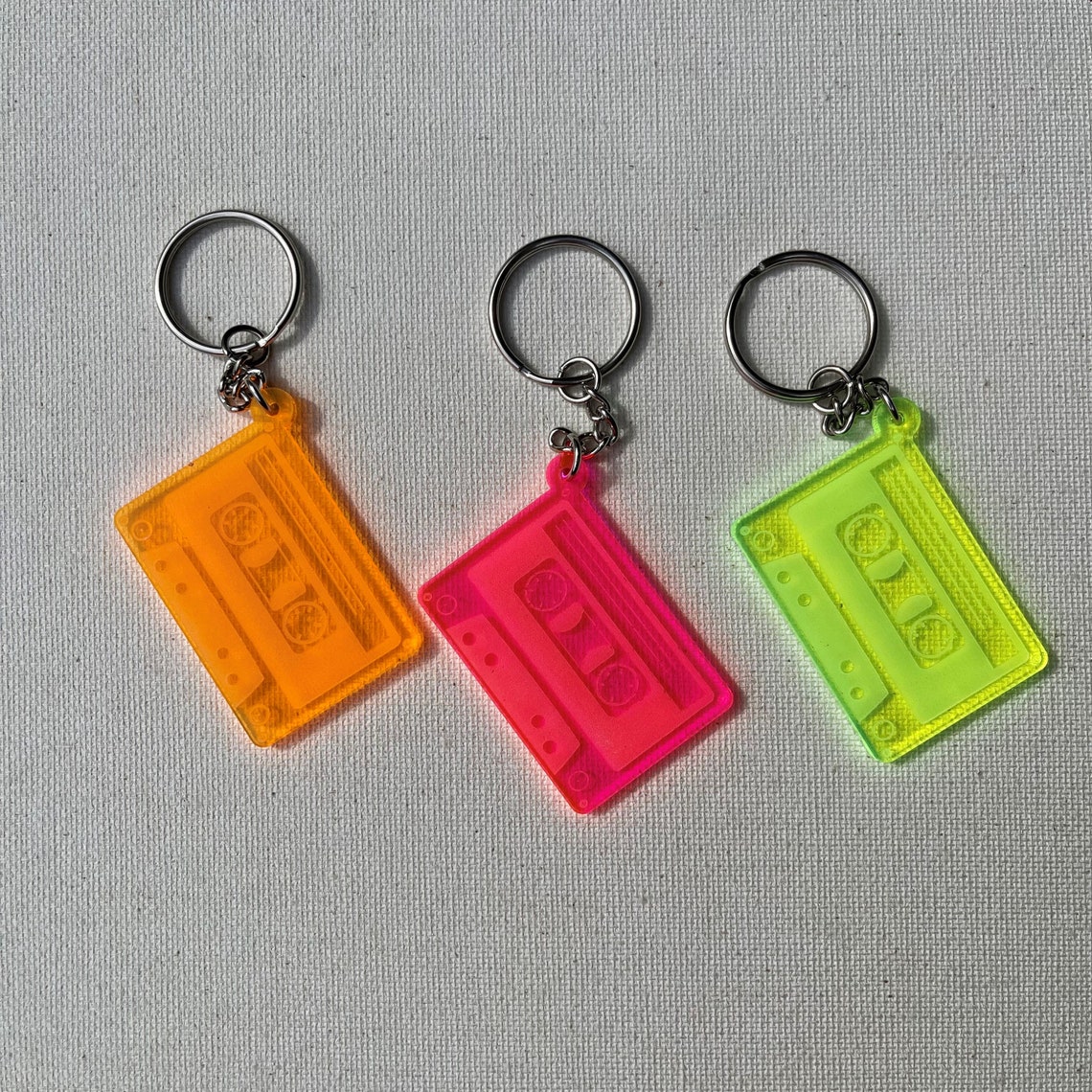 Neon Cassette Keychain Laser Cut Keychains Cassette Tape - Etsy