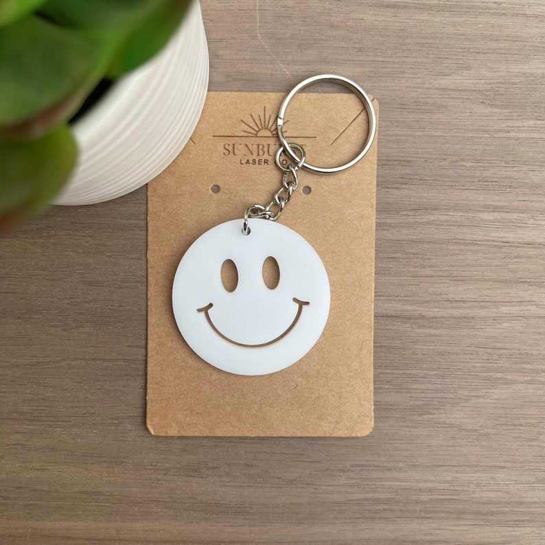 Custom Smiley Face Keychain Trendy Smiley Keyring Laser - Etsy