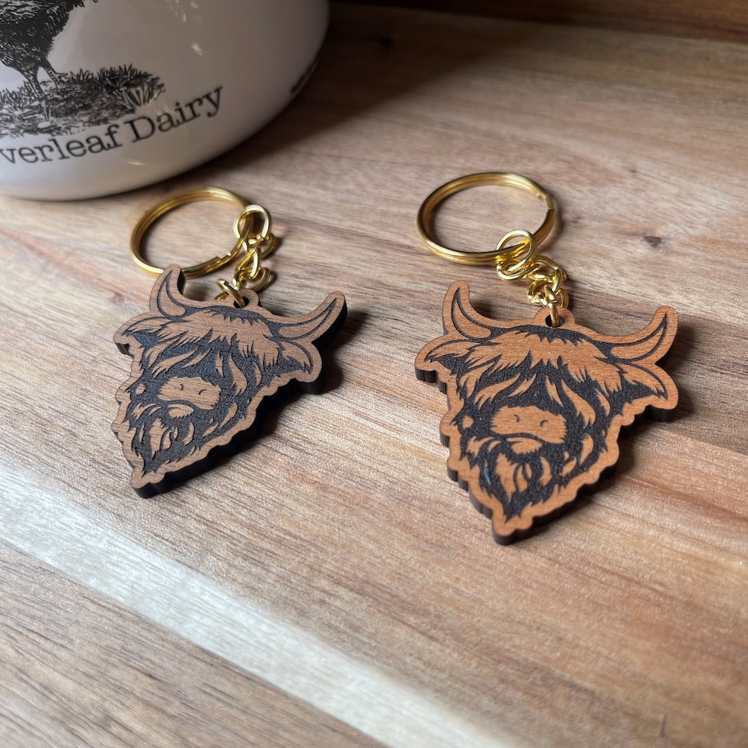 Cow Keyring Accessory | Wood Key Ring | Cute Cow | Backpack | Purse ...