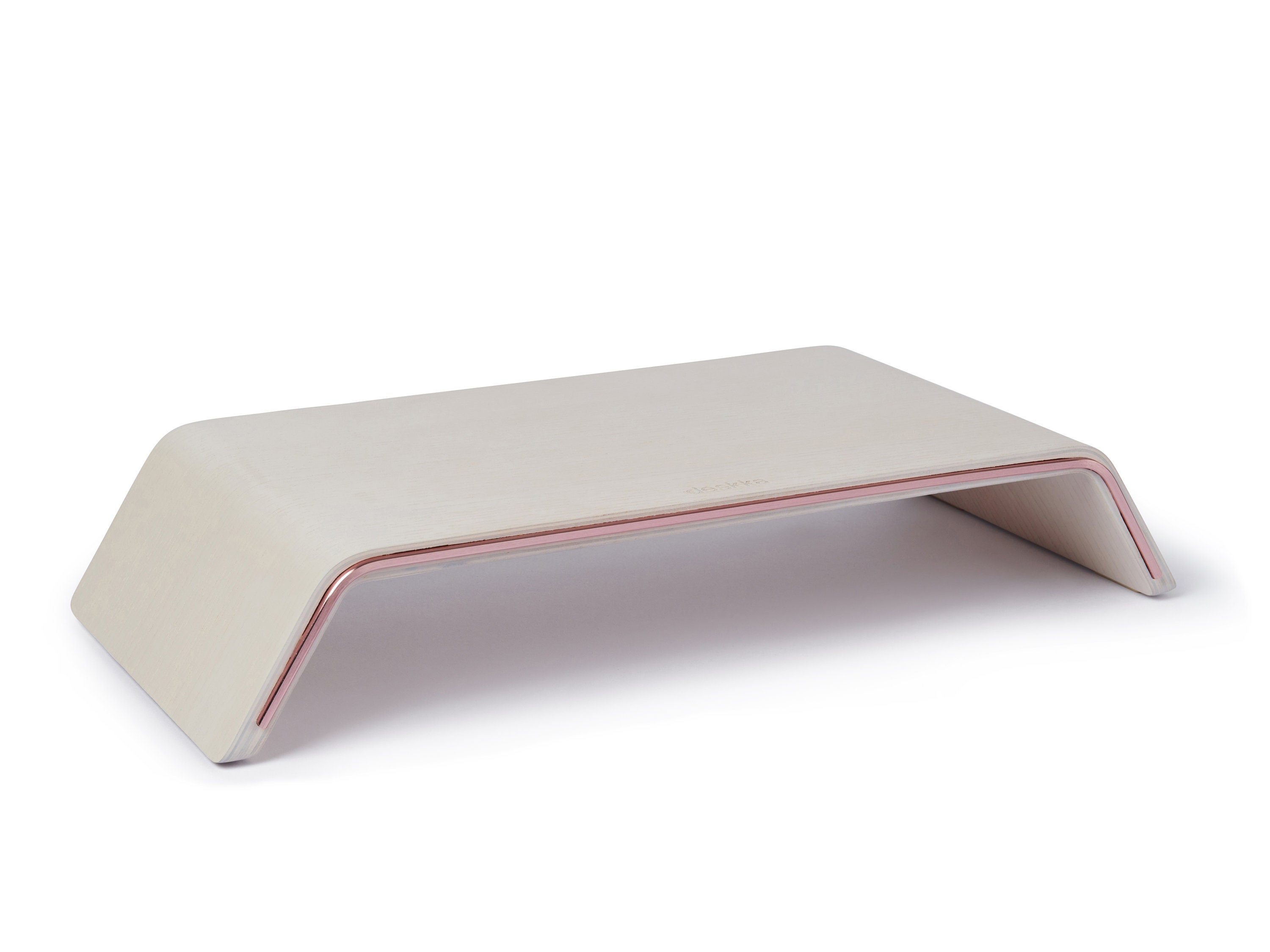 White Ash Monitor Stand in Rose Gold Aluminium Trim - Etsy