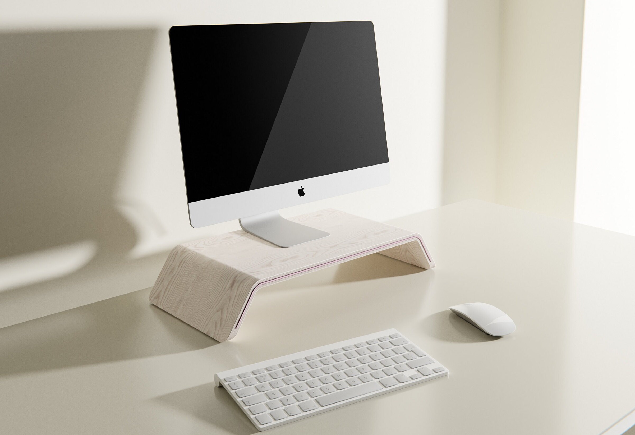 White Ash Monitor Stand in Rose Gold Aluminium Trim - Etsy