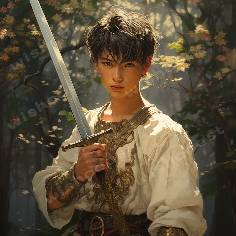 Adopt a Character Dnd Themed Human Boy Warrior Portrait Original ...