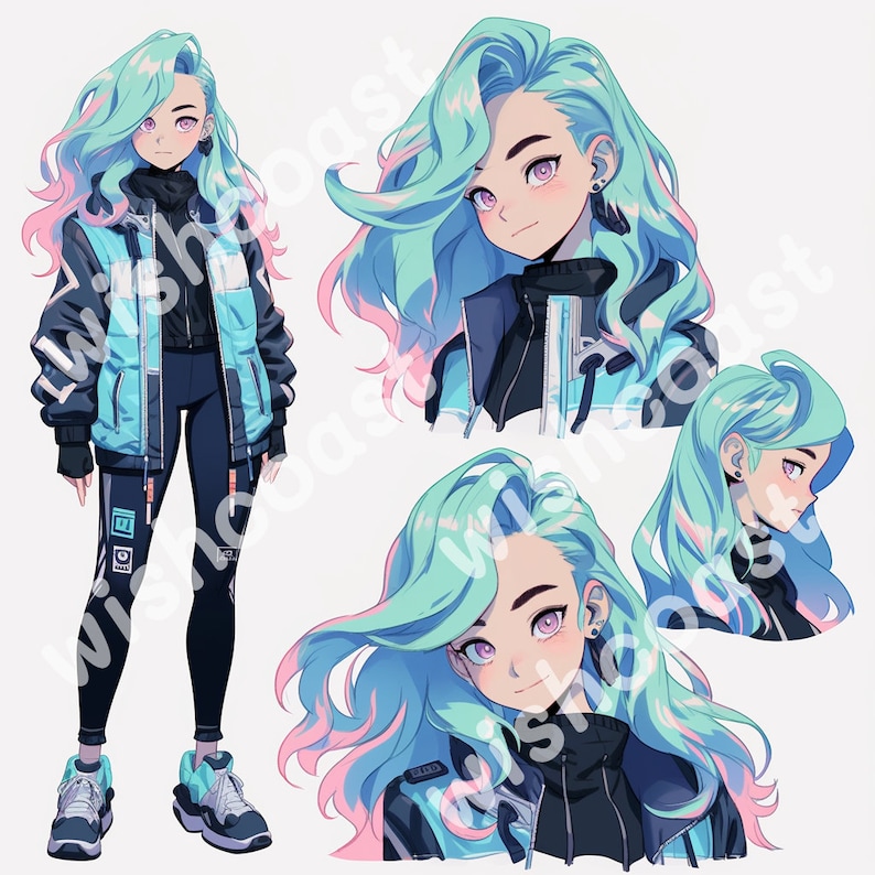 Adopt a Character | Anime Style Character | Pink and Blue Hair ...