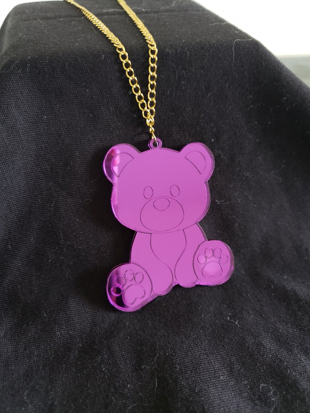 Bear Medallion, Single Layered Acrylic Bear Necklace, Acrylic Bear ...